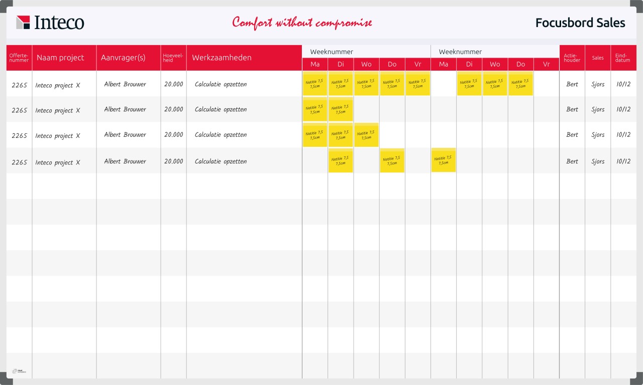 Planning board | Example Inteco (120x200cm) - TnP Visual Workplace